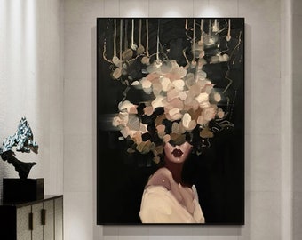 Large Faceless Portrait Painting Abstract Lady Painting Woman Face ...
