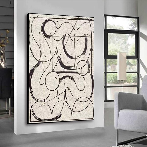 Beige and Black Abstract Painting - Etsy