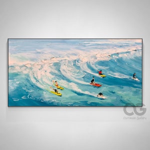 Original Surfer Painting Surfer Surf Board Art Large Blue Ocean Wall ...