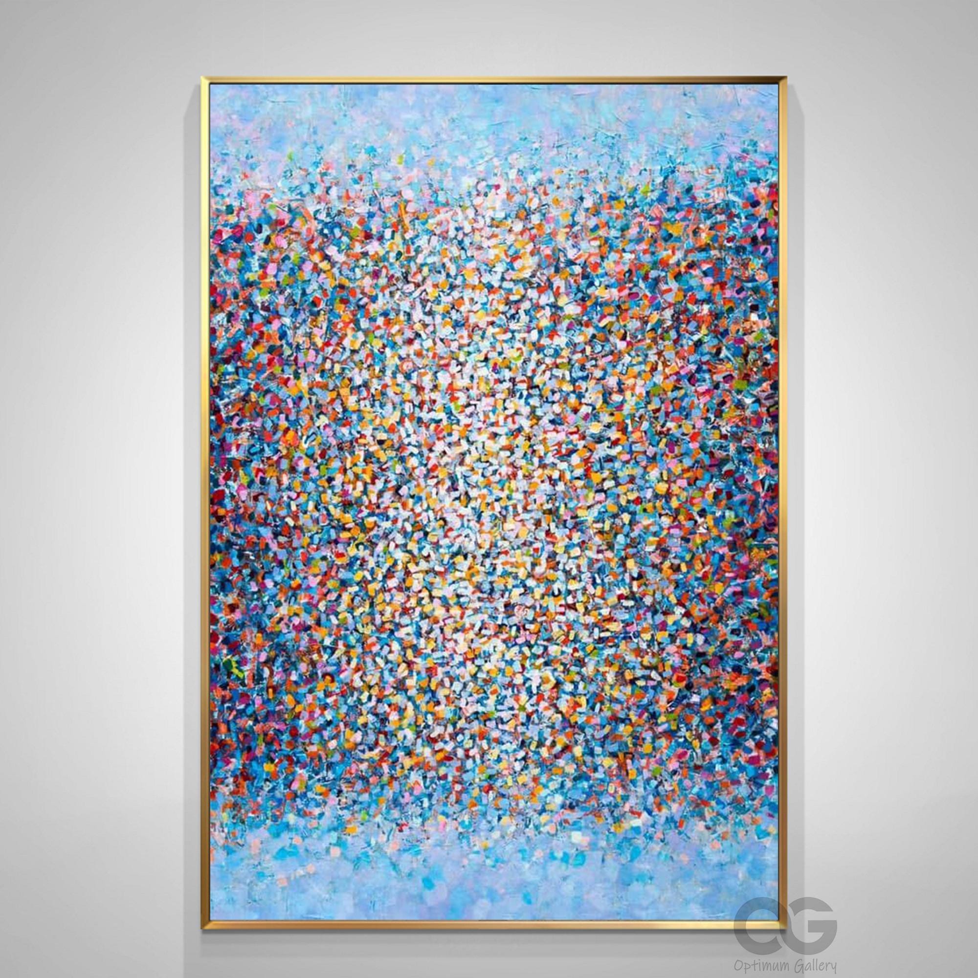 Blue Jackson Pollock Style Painting Orange Abstract Painting Blue Wall ...