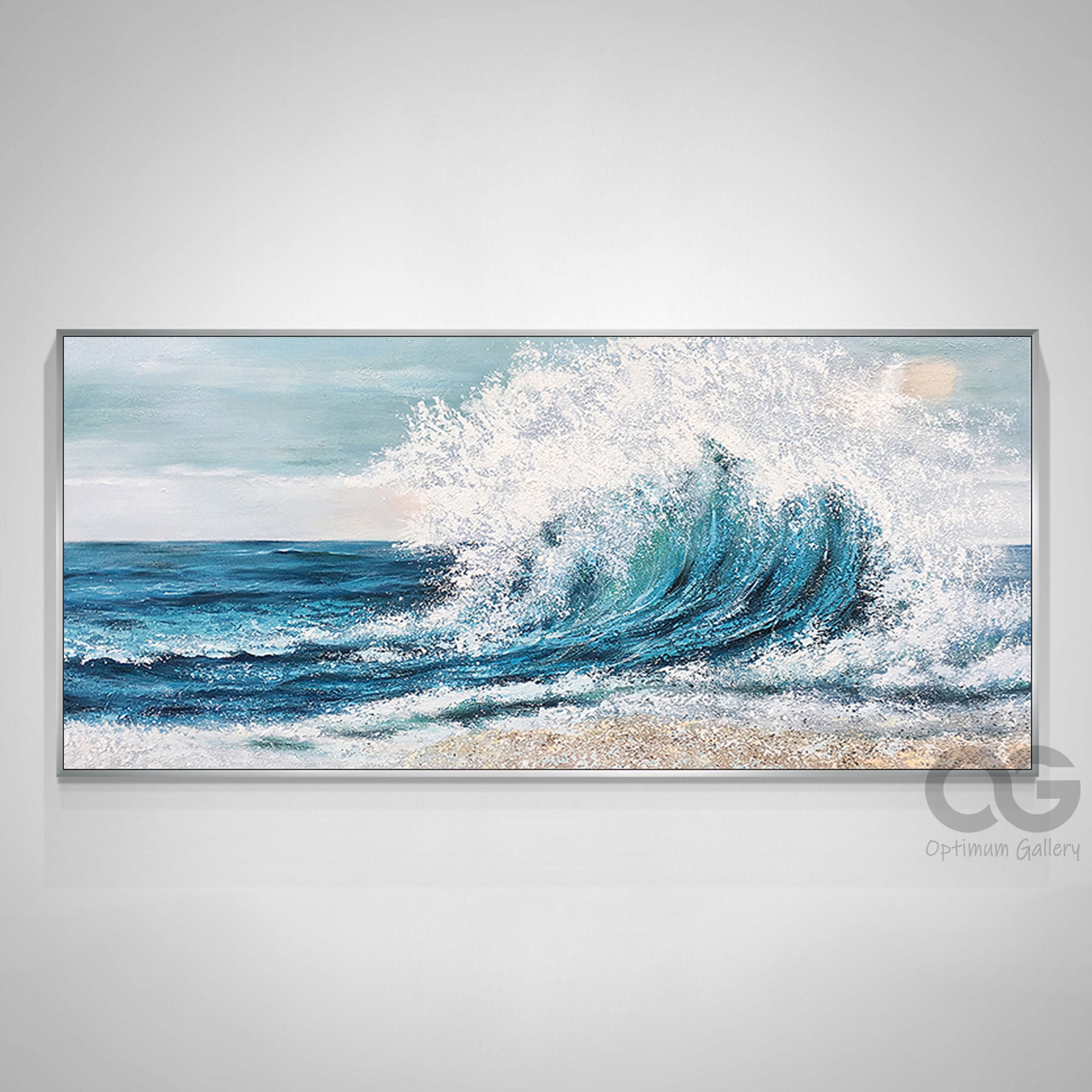 Textured Ocean Wave Wall Art Large Blue Sea Painting Seascape - Etsy UK