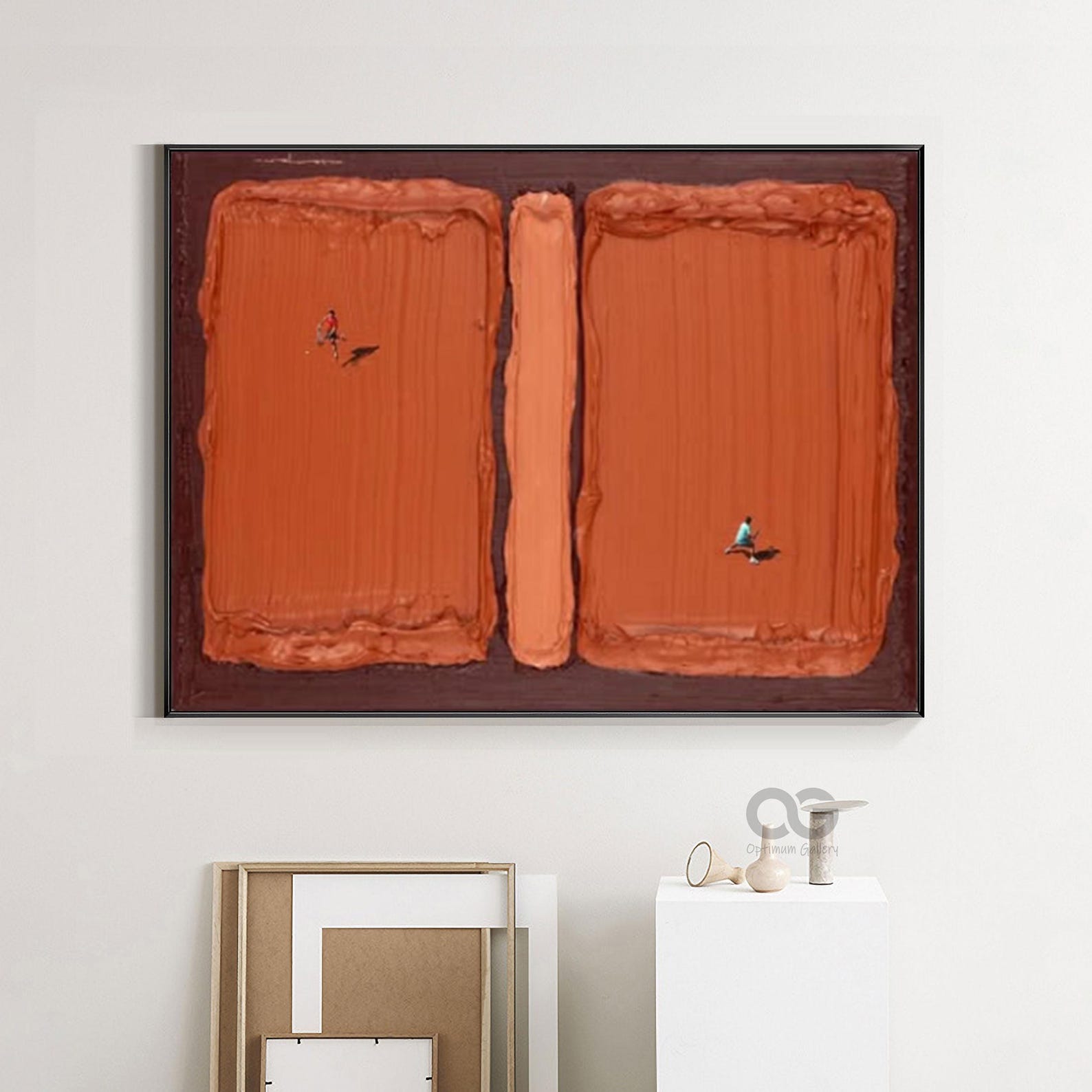 3D Textured Clay Tennis Court Painting Red Minimalist Tennis Wall Art ...
