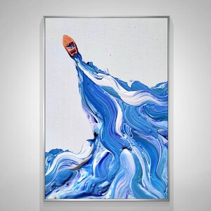 Extra Large Original Boat Painting an Abstract Painting Canoe on Beach ...