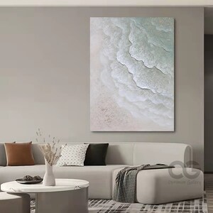 Oversized Texture Ocean Wave Wall Art Decor Large Framed White Wave Oil ...