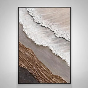 3D Minimalist Ocean Wave Painting on Canvas Earth Tone Waves Art ...