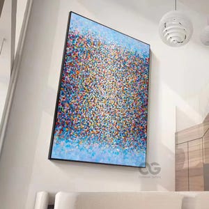 Blue Jackson Pollock Style Painting Orange Abstract Painting Blue Wall ...