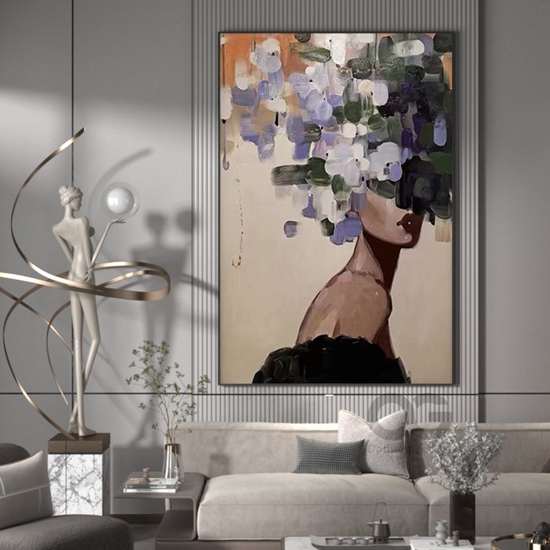 Large Faceless Portrait Painting Abstract Lady Painting Woman - Etsy