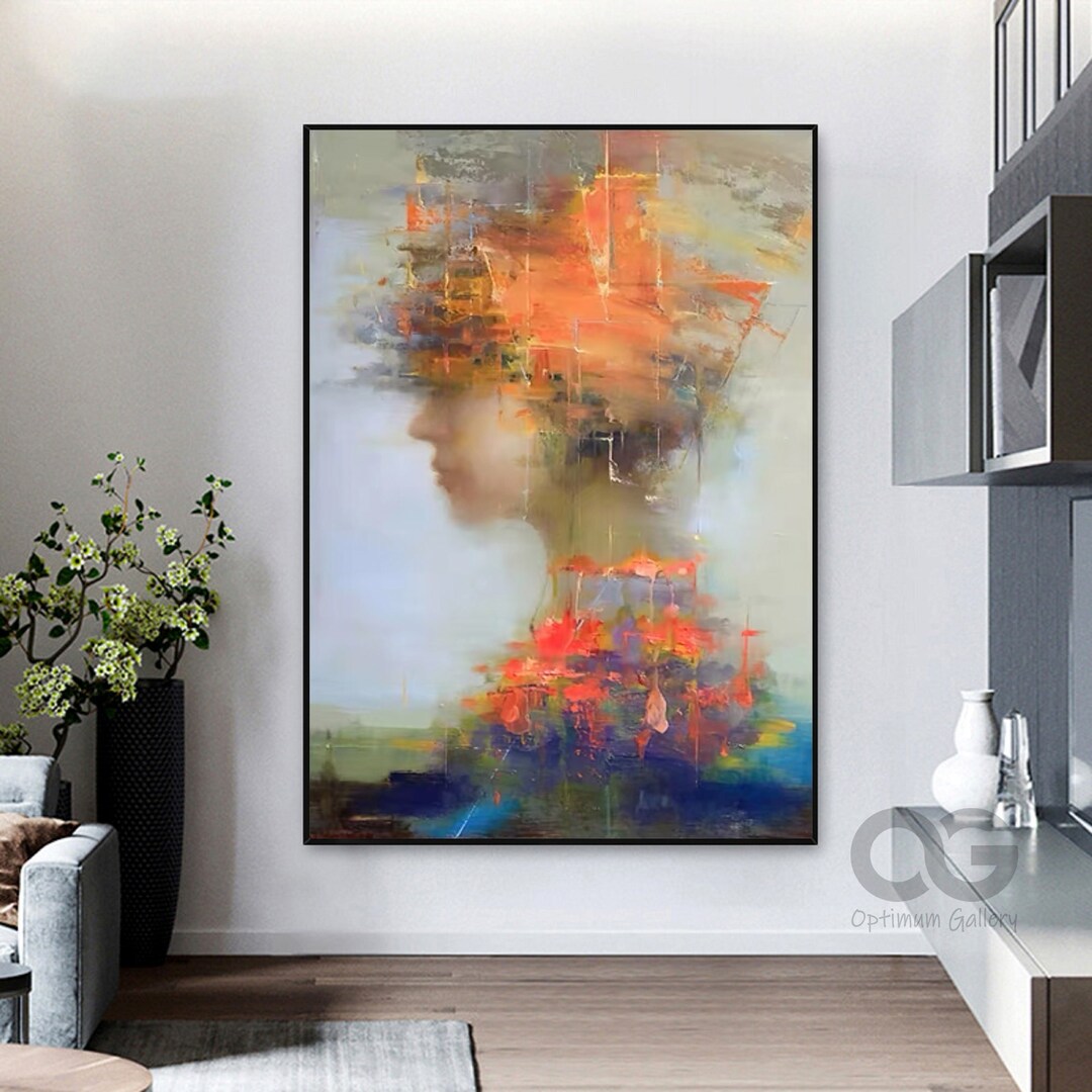 Large Faceless Portrait Painting Abstract Lady Painting Woman Face ...