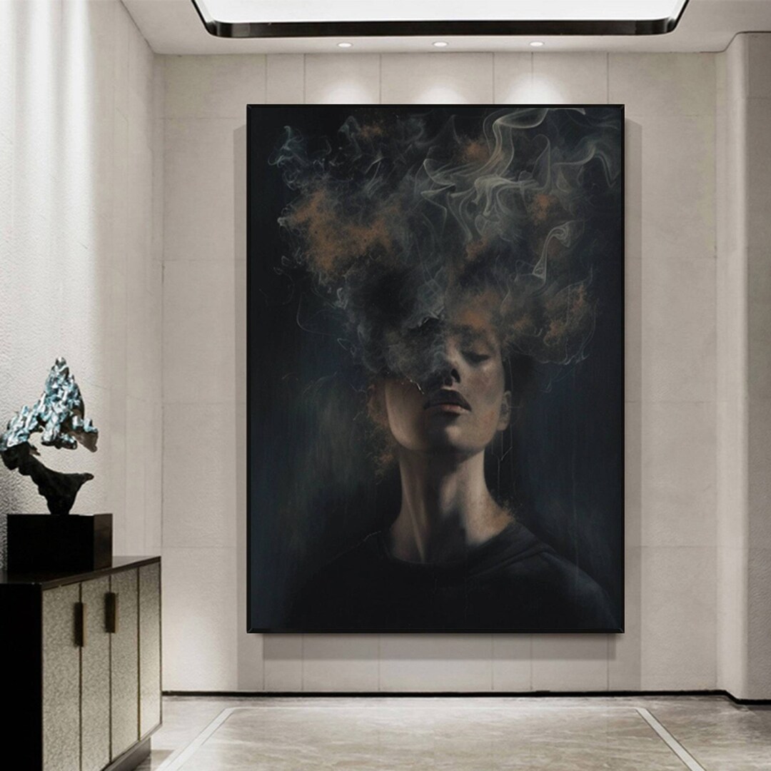 Abstract Lady Painting Woman Face Painting Large Faceless Portrait Wall ...