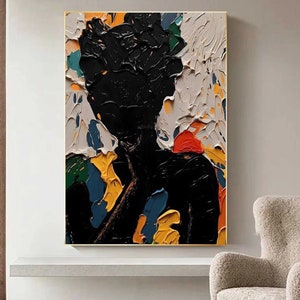 Large Black Faceless Portrait Painting Abstract Lady Painting Woman ...