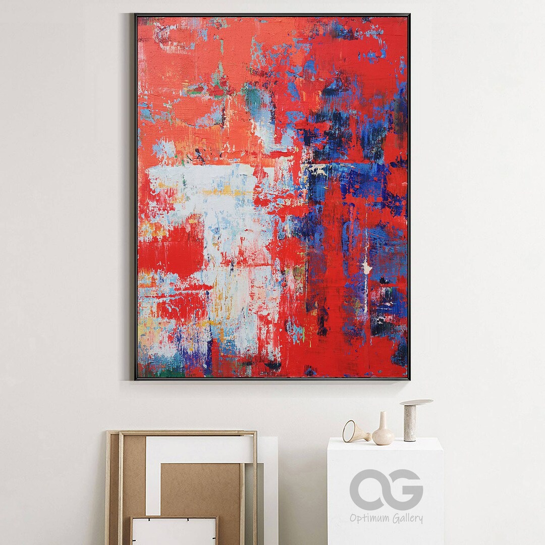 Red Abstract Painting Oversized Abstract Red Canvas Art - Etsy