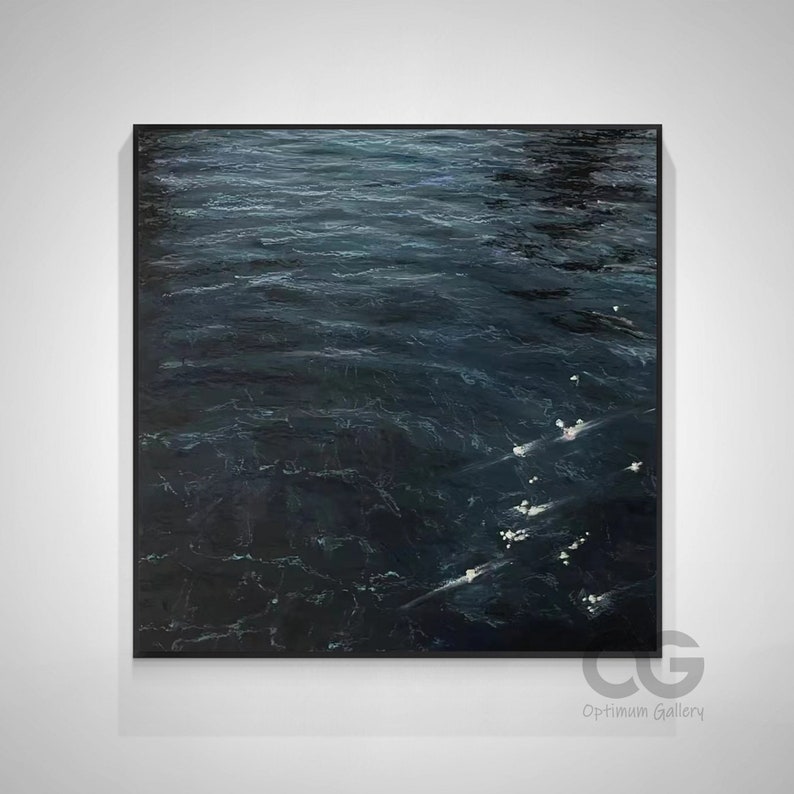 Large Abstract Dark Blue Ocean Painting Acrylic Sea Painting - Etsy