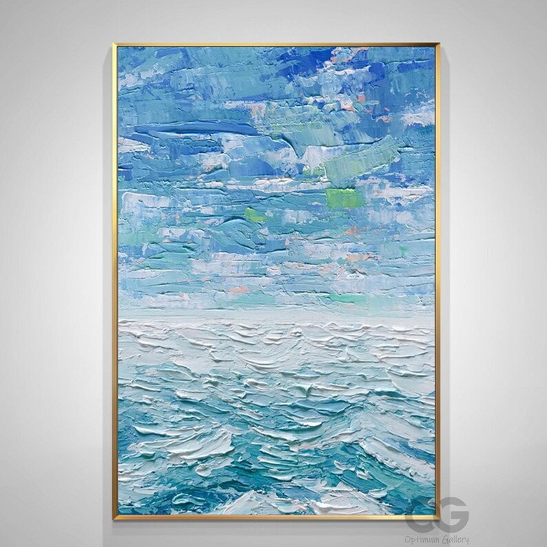 Ocean Waves Canvas Art Framed Large Palette Knife Paitning - Etsy