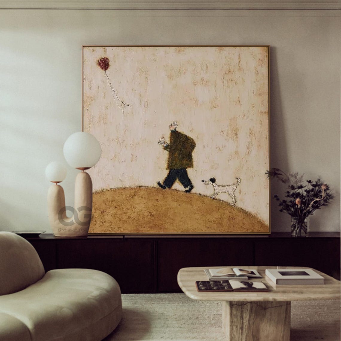 Large Beige Neutral Abstract Canvas Art Abstract Papa & Puppy Oil ...