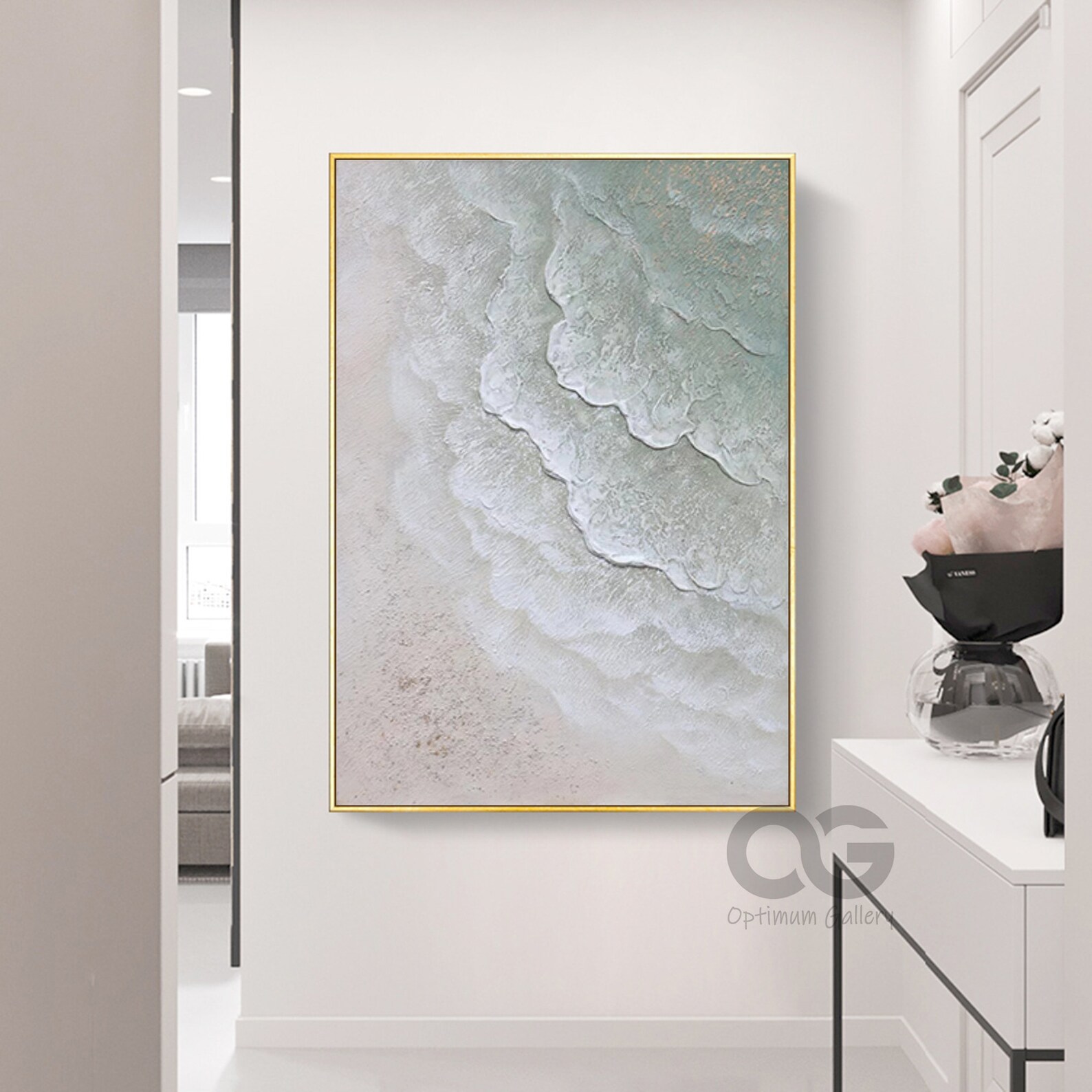 Oversized Texture Ocean Wave Wall Art Decor Large Framed White - Etsy