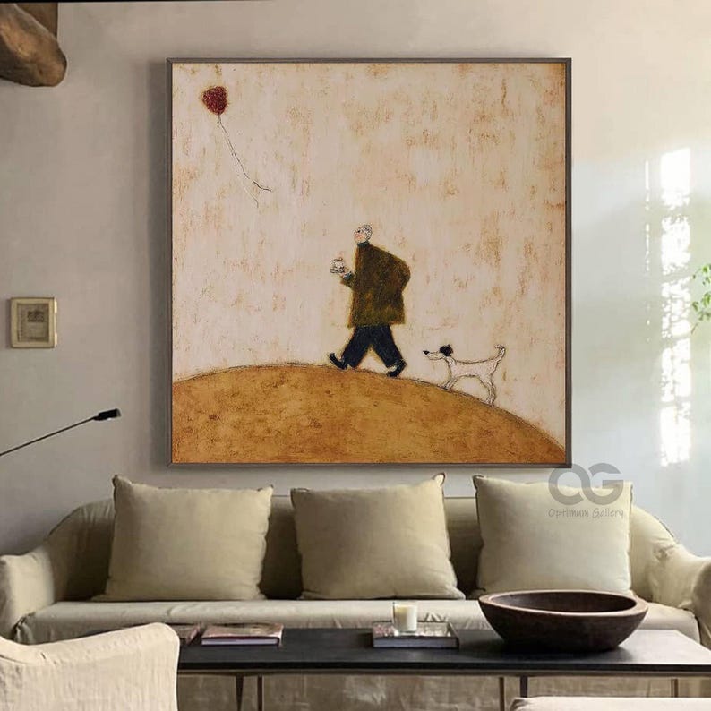 Large Beige Neutral Abstract Canvas Art Abstract Papa & Puppy Oil ...