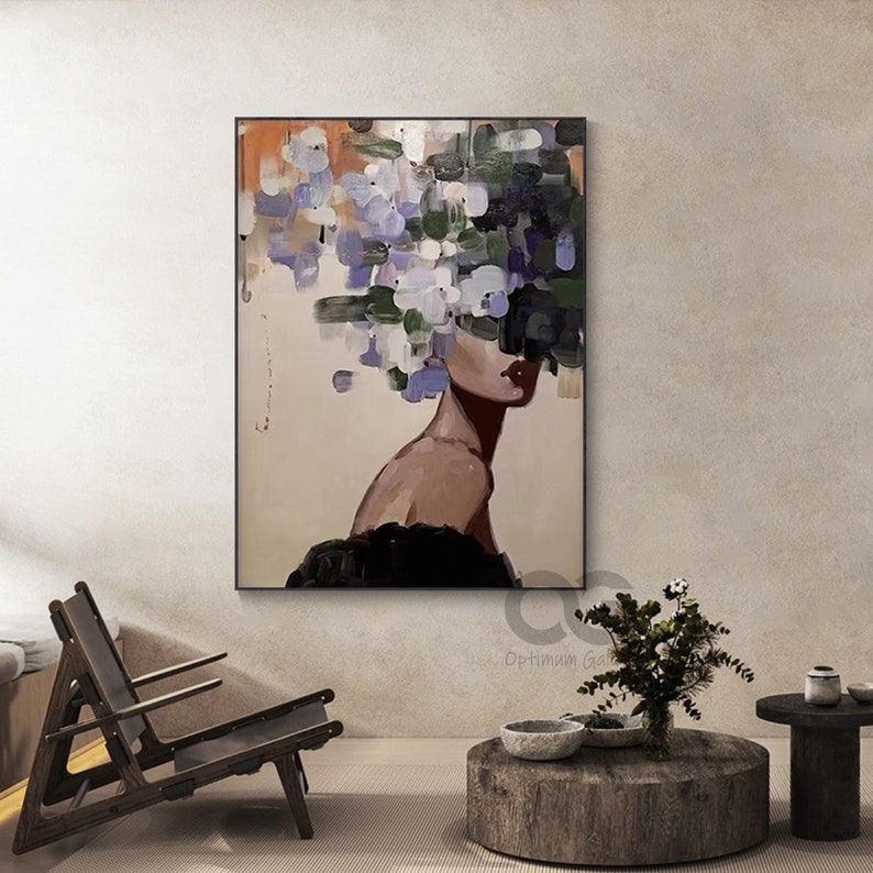Large Faceless Portrait Painting Abstract Lady Painting Woman Face ...