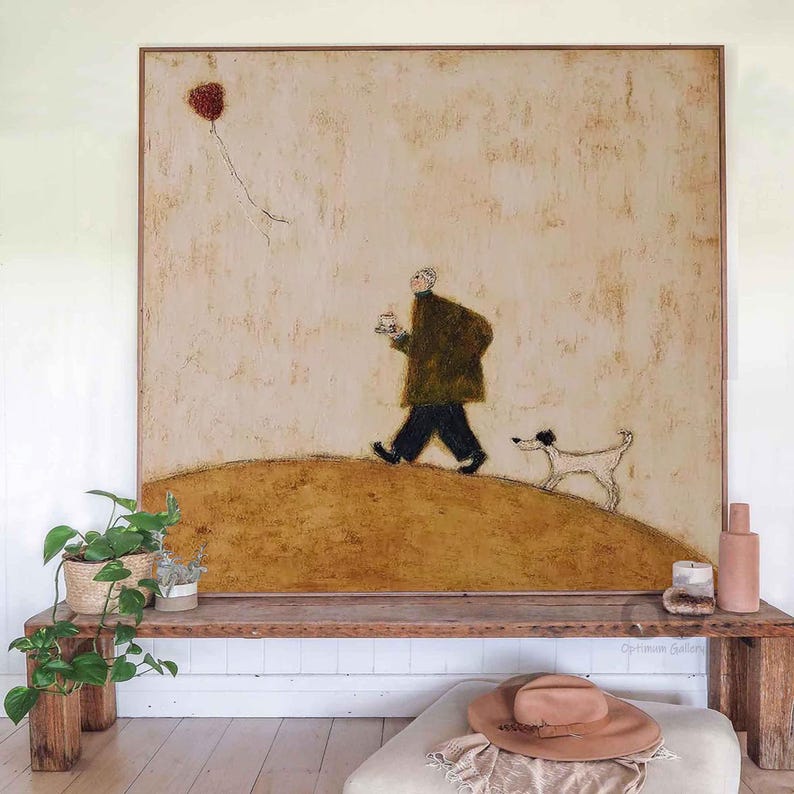 Large Beige Neutral Abstract Canvas Art Abstract Papa & Puppy Oil ...