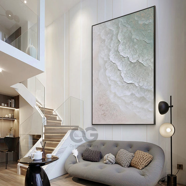 Oversized Texture Ocean Wave Wall Art Decor Large Framed White - Etsy