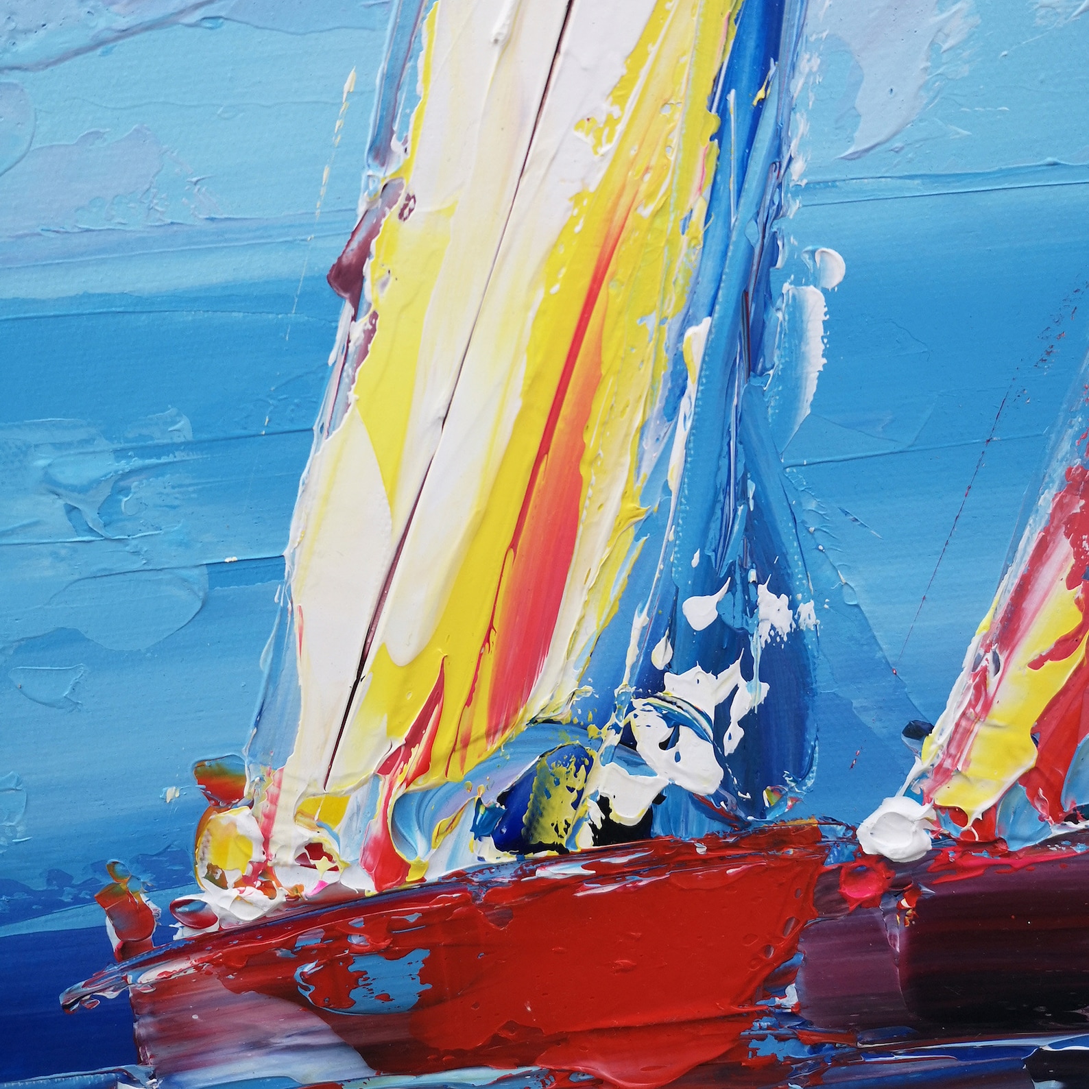 Large Abstract Sailboat Canvas Painting Textured Abstract - Etsy