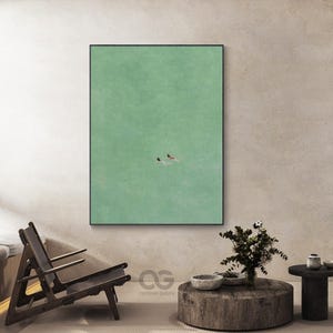 Swimming Into the Sea Green Ocean Painting Vintage Retro Painting Green ...