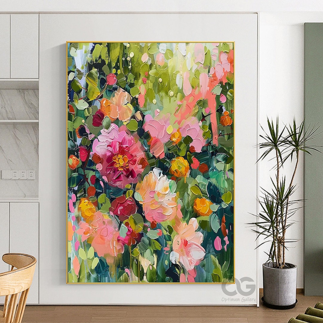 Colorful Plants Wall Decor Flower Painting Boho Canvas Art Garden ...