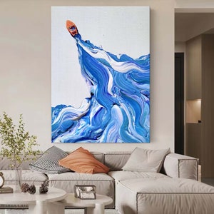 Extra Large Original Boat Painting an Abstract Painting Canoe on Beach ...