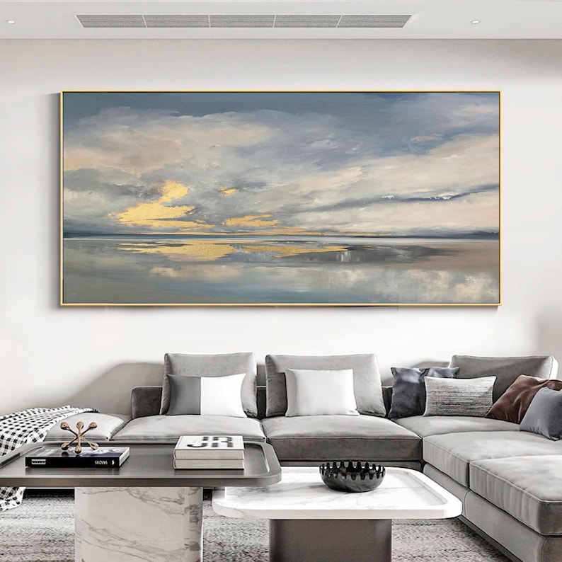 Large Coastal Wall Art Large Sunset Beach Painting Seascape Painting ...