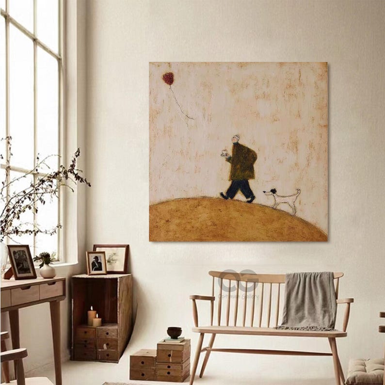 Large Beige Neutral Abstract Canvas Art Abstract Papa & Puppy Oil ...