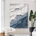 Buy Large 3D Textured Coastal Wall Art Wave Painting Framed Blue Beach ...
