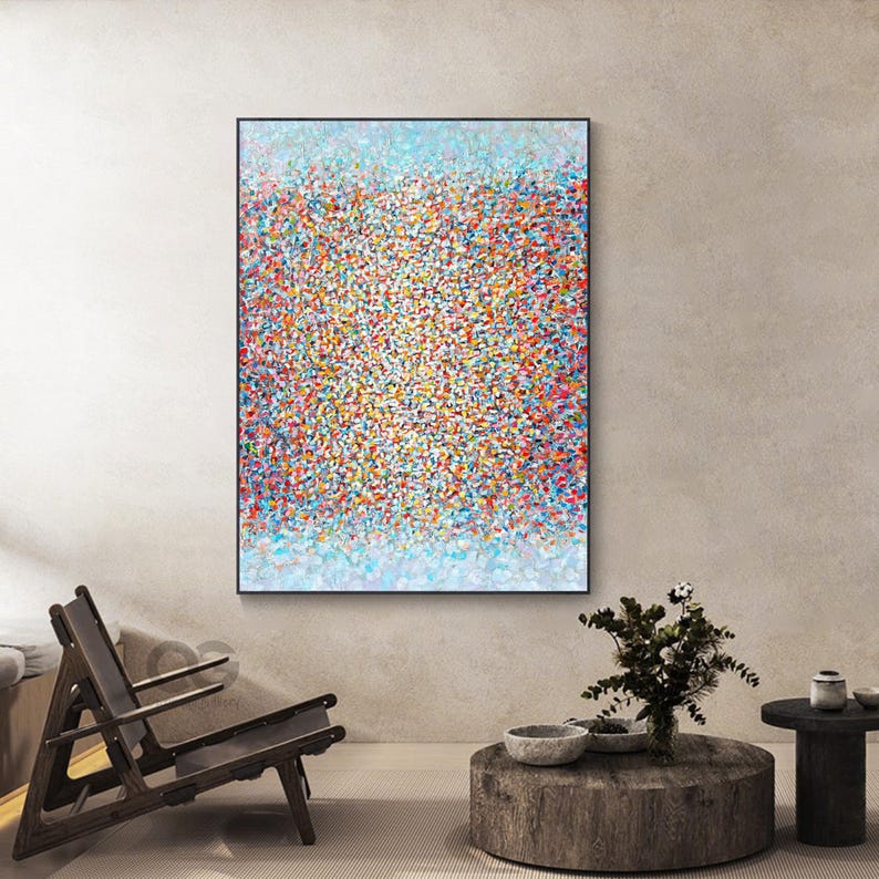 Large Jackson Pollock Style Painting, Orange Abstract Canvas Art - Etsy