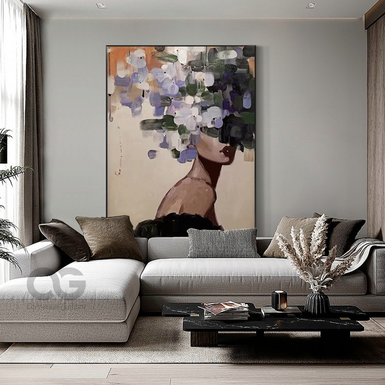 Large Faceless Portrait Painting Abstract Lady Painting Woman - Etsy