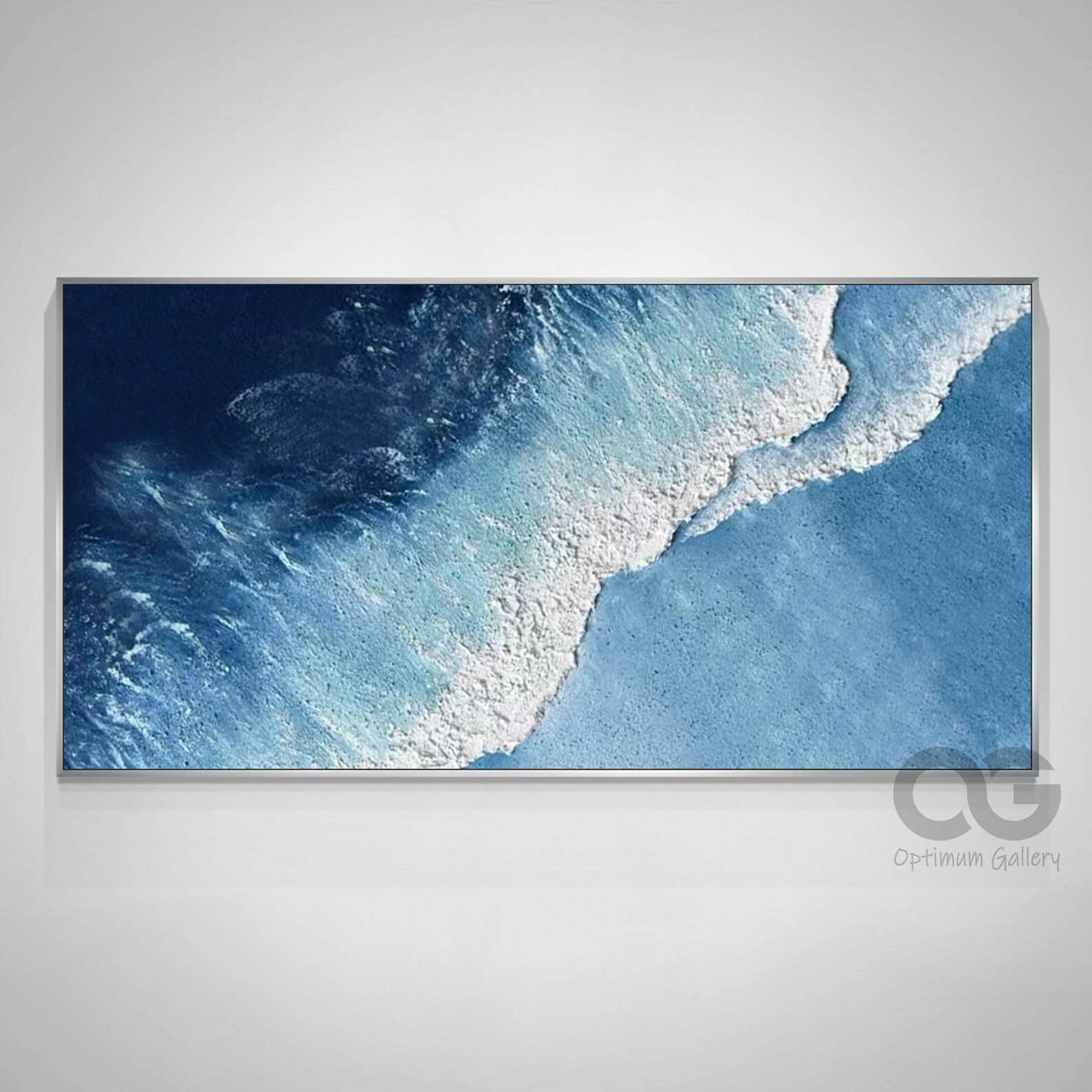 Blue Abstract Ocean Landscape Oil Painting on Canvas Large Original ...