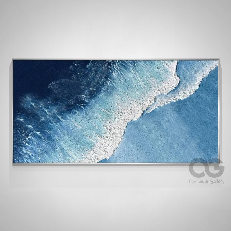 Blue Abstract Ocean Landscape Oil Painting on Canvas Large - Etsy