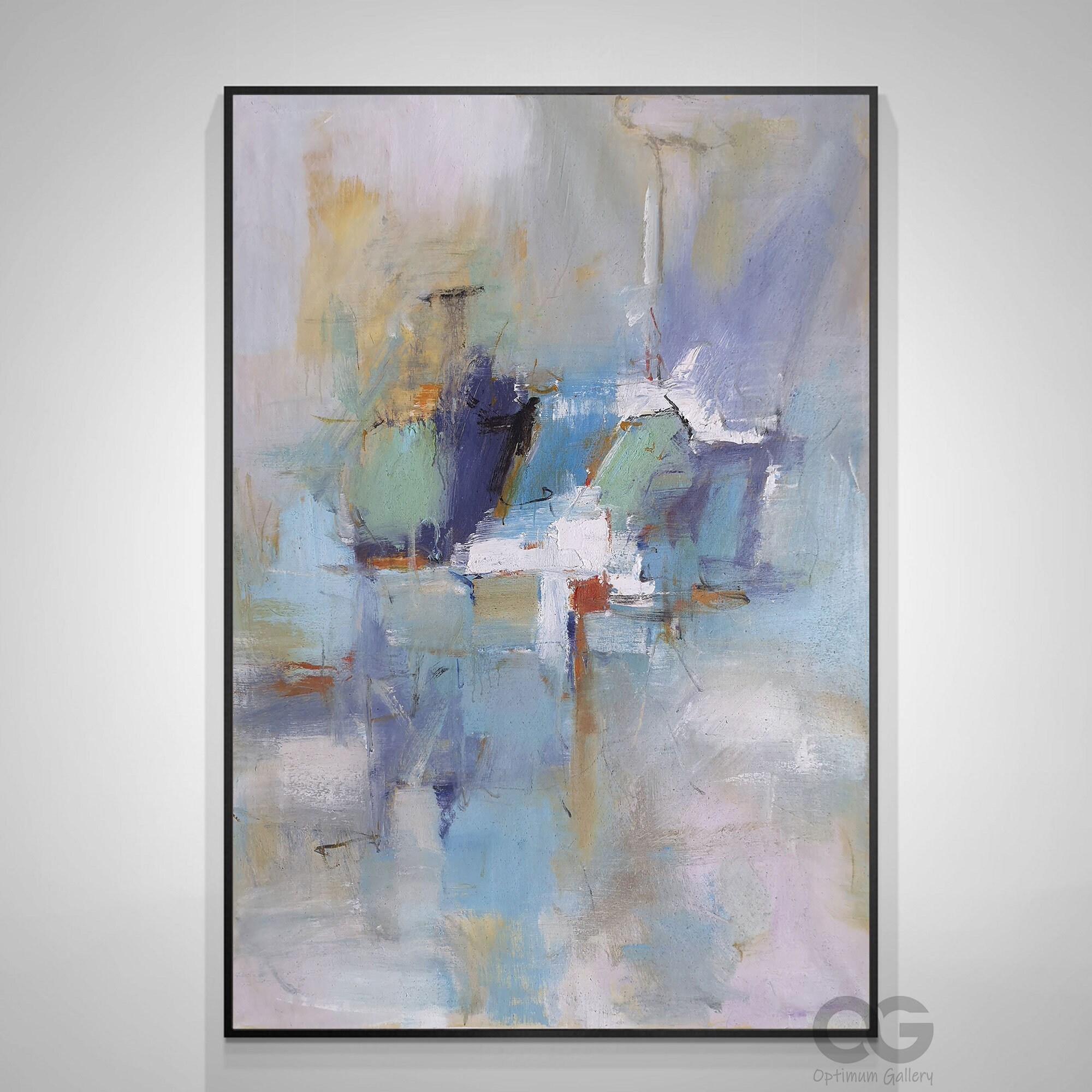 Large Abstract Canvas Art Original Blue and Grey Painting Huge | Etsy