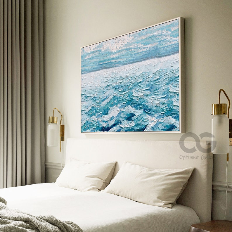 Textured Abstract Wave Canvas Painting Framed Large Ocean Art - Etsy