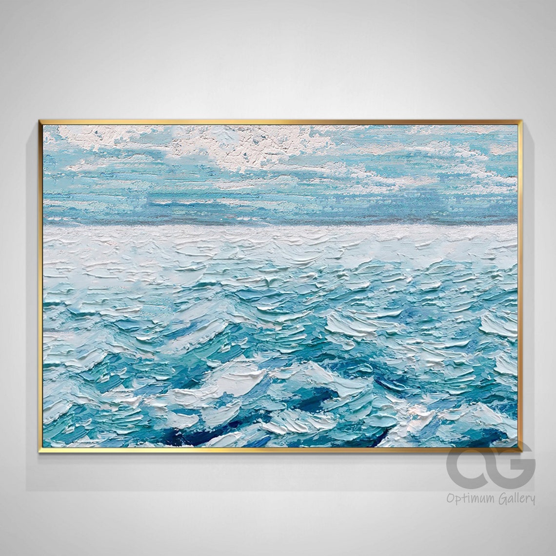 Textured Abstract Wave Canvas Painting Framed Large Ocean Wall | Etsy