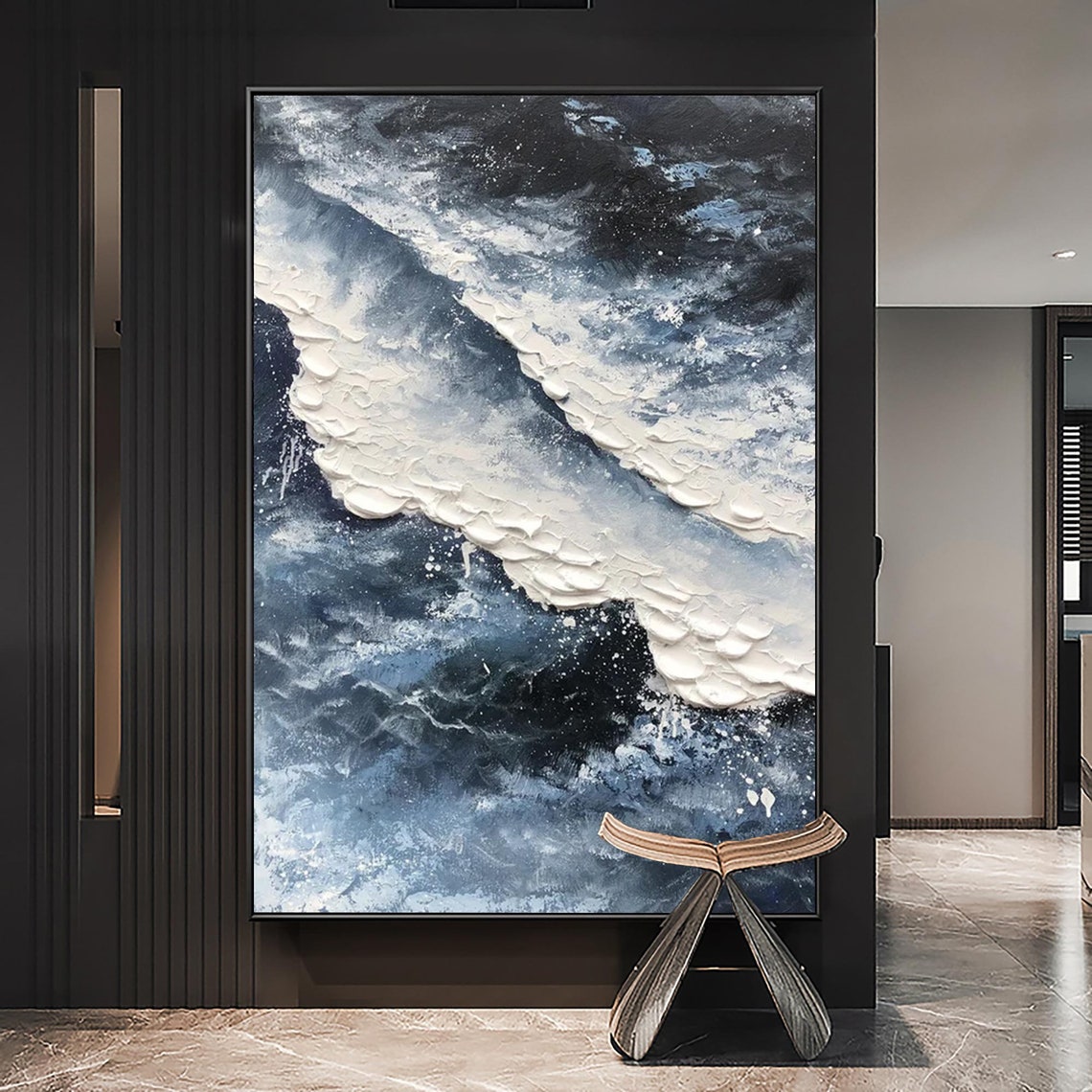 Large 3D Textured Ocean Wall Art Wave Acrylic Painting Framed - Etsy