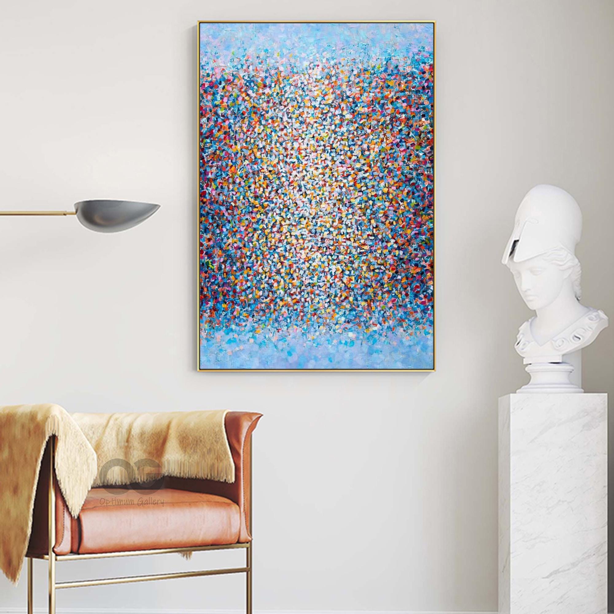 Blue Jackson Pollock Style Painting Orange Abstract Painting Blue Wall ...