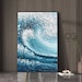 Textured Blue Wave Acrylic Painting, Framed Ocean Canvas Art - Etsy