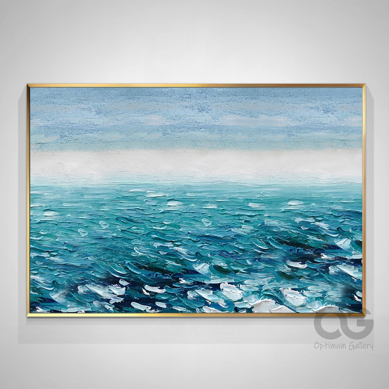 Framed Large Ocean Canvas Art Textured Abstract Wave Canvas | Etsy