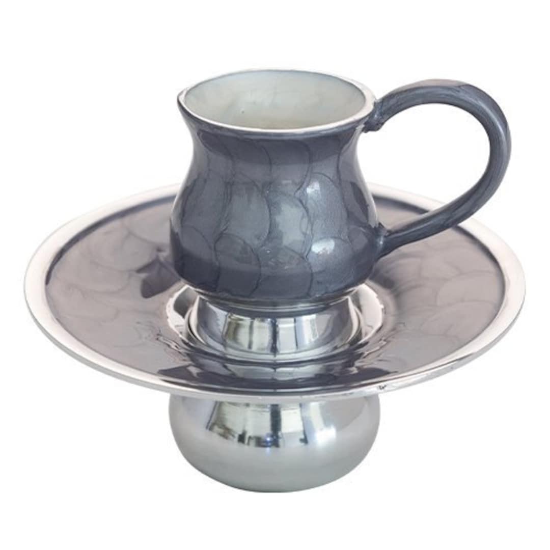 Netilat Yadayim Wash Cup and Matching Bowl, Set 100% Kosher Made in ...