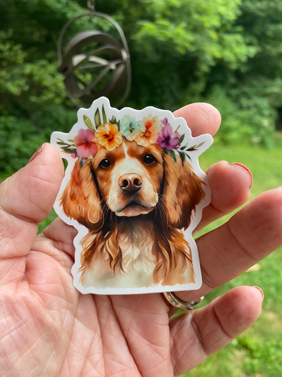 Cocker Spaniel Dog Sticker: Flower Crown, Weatherproof Vinyl Decal - Etsy
