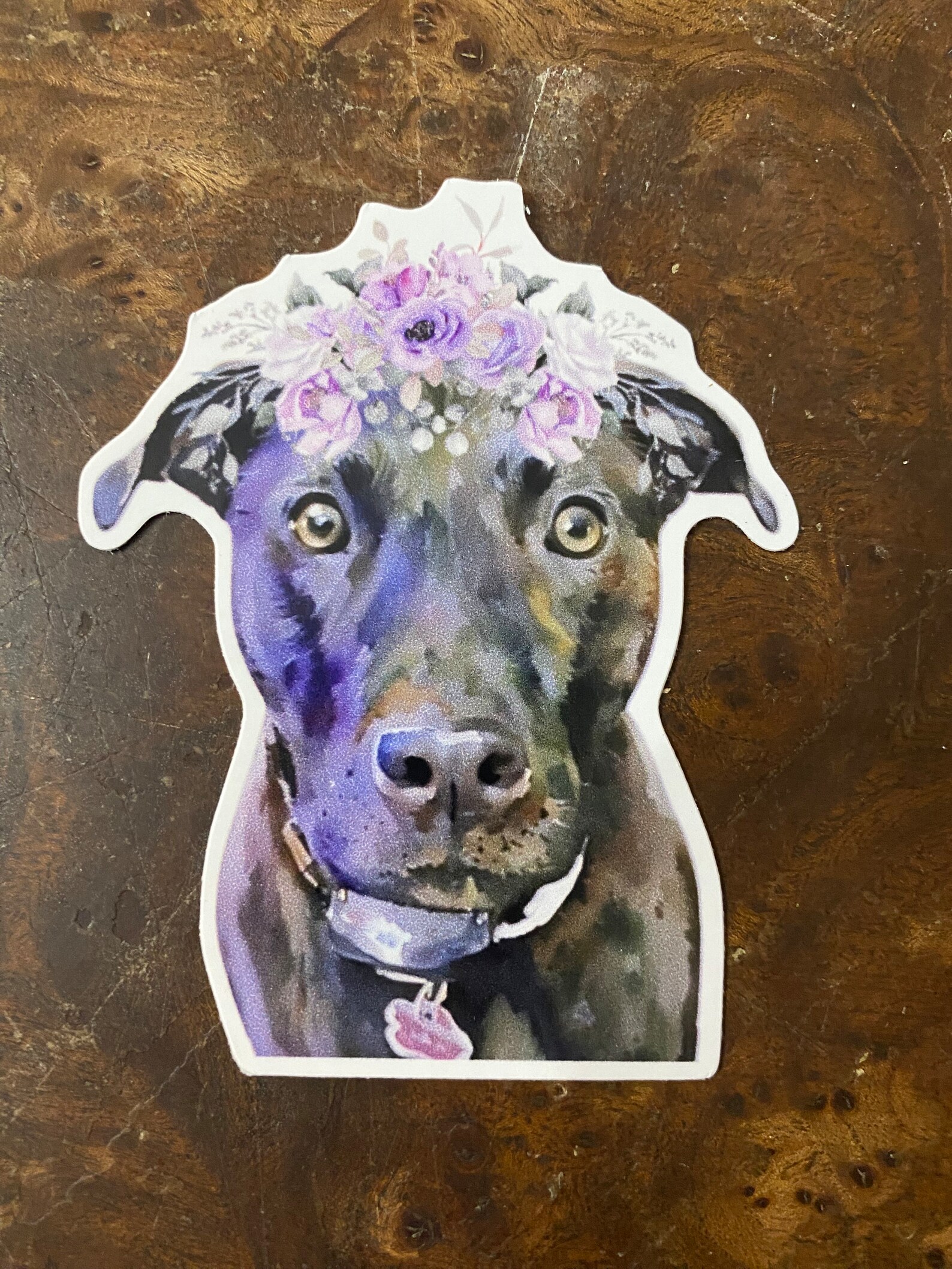 Bailey Black Dog Sticker With Flowers Watercolor Decal for Laptops ...
