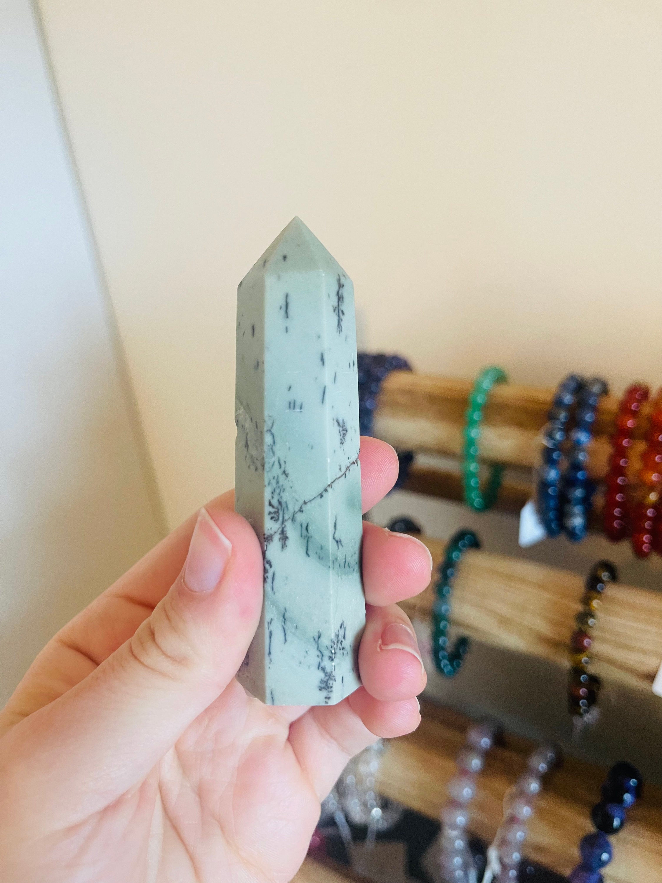 Dendritic Jade Tower, Dendritic Jade, Gemstone Tower, Green Jade Tower, Abundance Stone, Healing ...