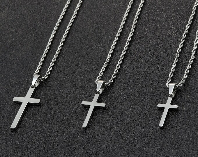 Men's Cross Necklace, Silver Cross Necklace for Men, Large Cross ...