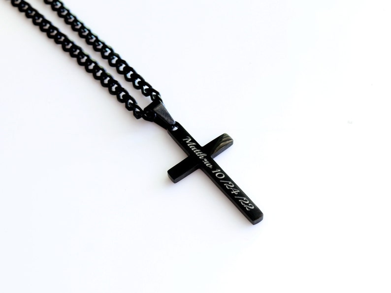 Customized Cross Necklace Engraved Cross Necklace Mens Etsy