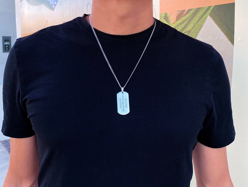 Engraved Necklace for Men Personalized Engraved Necklace - Etsy