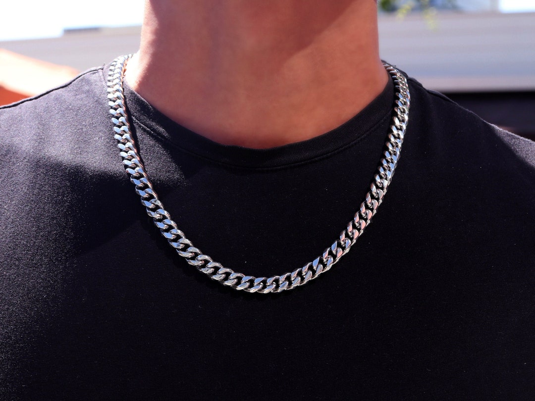 Cuban Chain, Men's Cuban Chain Necklace, Mens Chain, 9mm Stainless ...