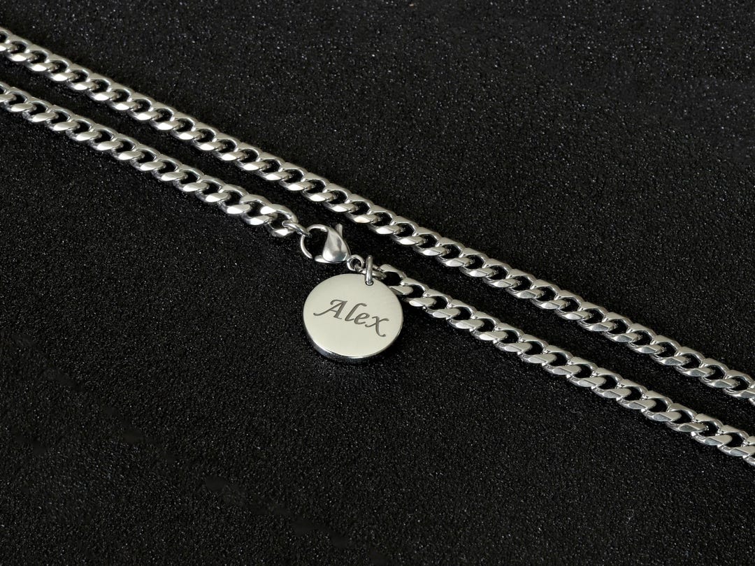 Personalized Chain, Cuban Link Chain, Men's Chain Necklace, Initial Tag ...